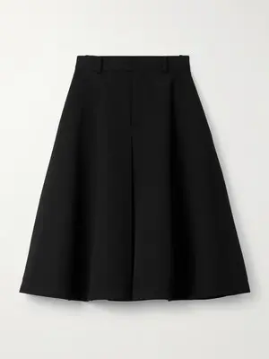 Bottega Veneta Grain De Poudre Wool Midi A-line Skirt