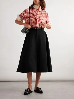 Bottega Veneta Grain De Poudre Wool Midi A-line Skirt