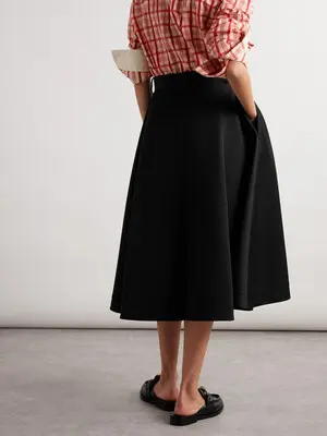 Bottega Veneta Grain De Poudre Wool Midi A-line Skirt