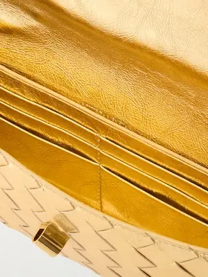 Bottega Veneta Andiamo Long Intrecciato Metallic Leather Clutch - Gold