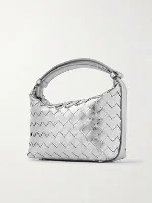 Bottega Veneta Wallace Mini Intrecciato Metallic Leather Shoulder Bag