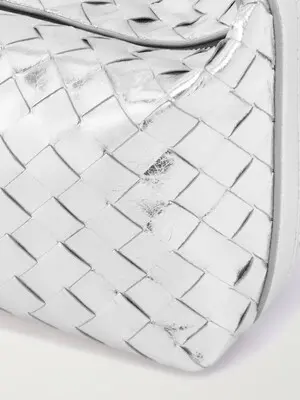 Bottega Veneta Wallace Mini Intrecciato Metallic Leather Shoulder Bag