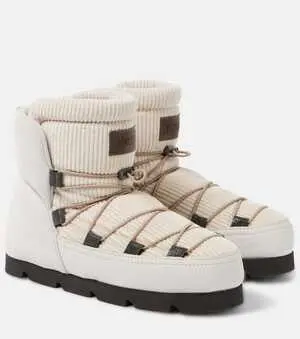Brunello Cucinelli Shearling-lined Corduroy And Suede Snow Boots