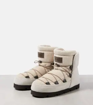 Brunello Cucinelli Shearling-lined Corduroy And Suede Snow Boots