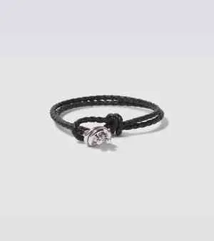 Bottega Veneta Leather-trimmed Sterling Silver Bracelet - Brown