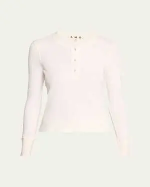 AMO Ribbed Thermal Henley Tee