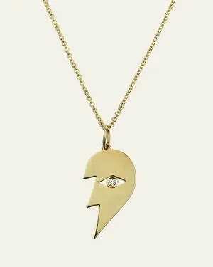 SYDNEY EVAN 14k Yellow Split Heart Evil Eye Pendant Necklace