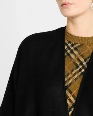 Burberry Vintage-style Check Fringed Wool Cape - Black