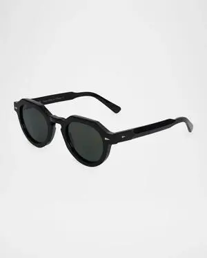 AHLEM Grenelle Round Frame Sunglasses - Black