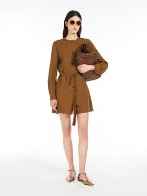 Max Mara Max Mara Gabardine Wool Short Jumpsuit Tobacco