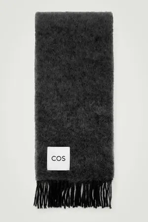 Cos Fringed Mohair Scarf Black