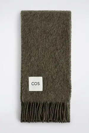 Cos Fringed Mohair Scarf Brown