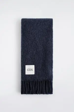 Cos Fringed Mohair Scarf - Navy