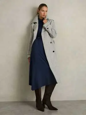 REISS Casey Draped Jersey Midi Dress - Blue