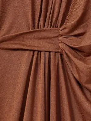 REISS Casey Draped Jersey Midi Dress - Camel