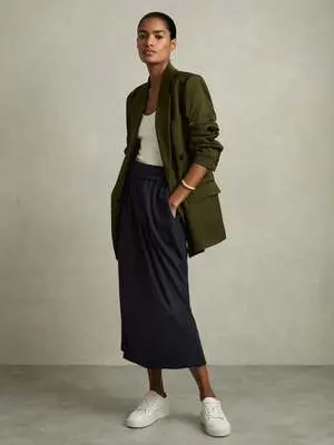 REISS Nora Wool-blend Jersey Midi Skirt