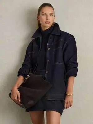 REISS Elise Wool-blend Topstitch Shirt