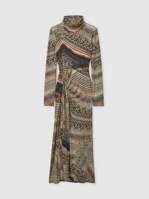 REISS Naomi Snake-print Midi Dress