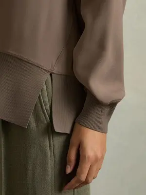 REISS Kiara Woven Hooded Top