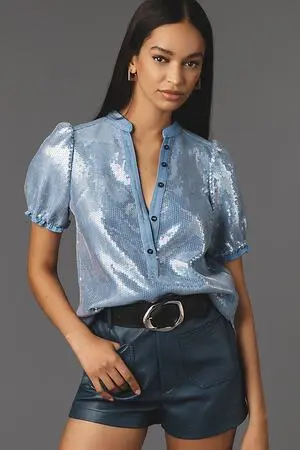 PILCRO Aly Puff-sleeve Blouse
