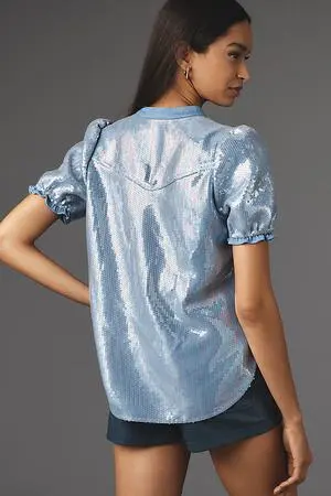 PILCRO Aly Puff-sleeve Blouse