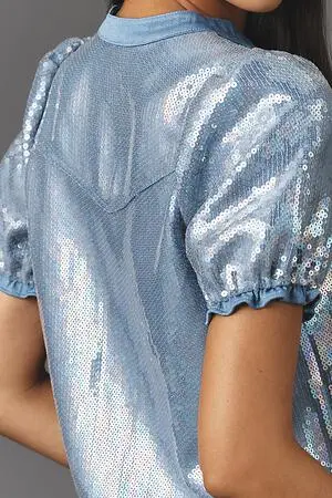 PILCRO Aly Puff-sleeve Blouse