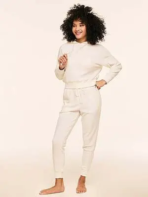 Victoria's Secret Adore Me Davinia Fleece Sweatshirt & Jogger Set - White,ivory