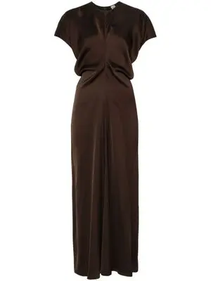TOTEME Slouch Waist Draped Maxi Dress - Brown