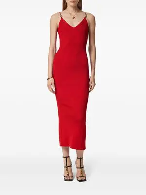 Versace Safety Pin Slip Midi Dress - Red
