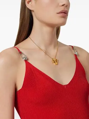 Versace Safety Pin Slip Midi Dress - Red