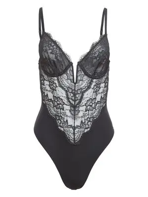 FLEUR DU MAL Bianca Lace Bodysuit - Black