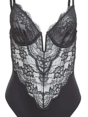 FLEUR DU MAL Bianca Lace Bodysuit - Black