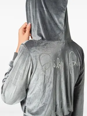 Philipp Plein Crystal Signature Hoodie - Grey