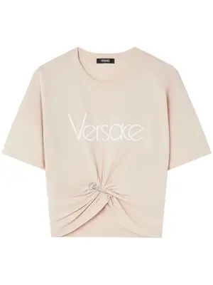 Versace Safety Pin Cropped T-shirt - Neutrals