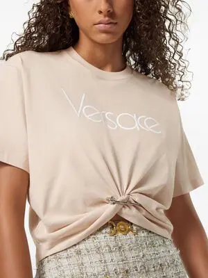 Versace Safety Pin Cropped T-shirt - Neutrals