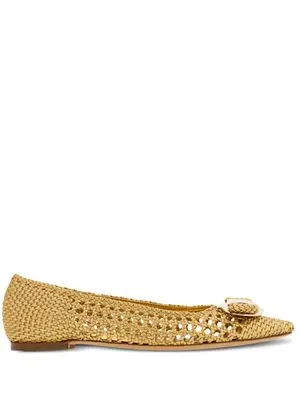 Ferragamo Gold Tone Flats For Women
