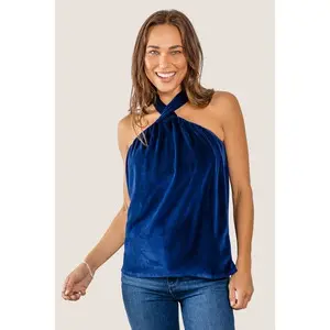 JJWINKS Velour Halter Top - Sapphire