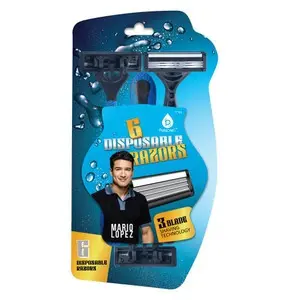 PURSONIC Mario Lopez 6 Disposable Razors - Blue