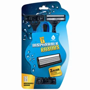 PURSONIC Mario Lopez 6 Disposable Razors - Blue