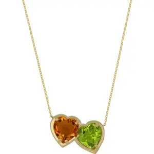 Bony Levy 14k Gold Peridot & Citrine Heart Pendant Necklace - 14ky Peridot/ Citrine