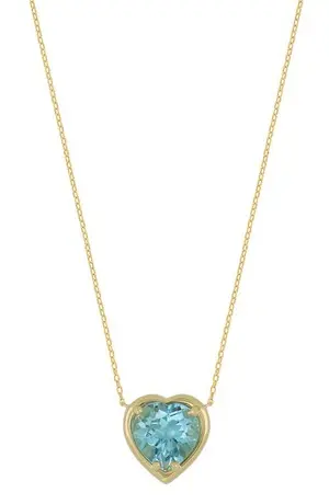 Bony Levy 14k Gold And Blue Topaz Heart Pendant Necklace - 14k Yellow Gold