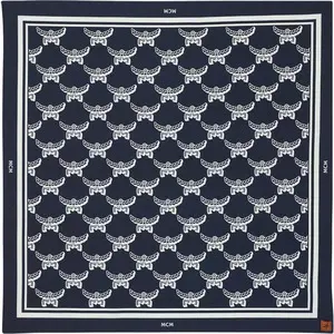 Mcm Lauretos Monogram Bandana Scarf - Navy
