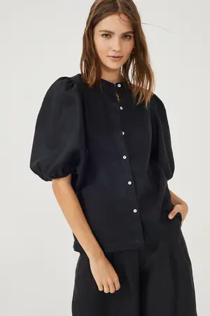 Lanhtropy Bubble Linen Shirt - Black