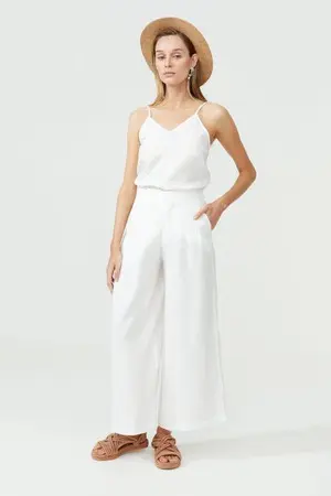 Lanhtropy High-waisted Culotte Linen Pants - Off White