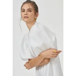 Lanhtropy Bubble Linen Dress - White