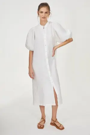 Lanhtropy Bubble Linen Dress - White