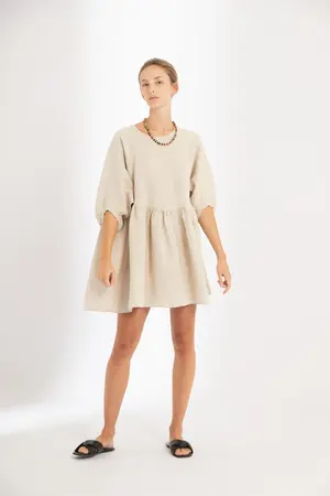 Lanhtropy Alcala Linen Mini Dress - Natural