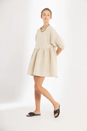 Lanhtropy Alcala Linen Mini Dress - Natural