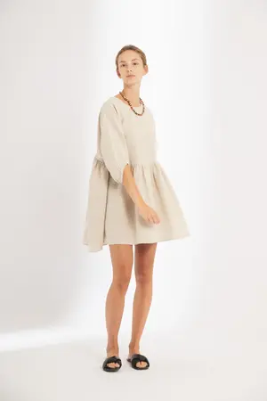 Lanhtropy Alcala Linen Mini Dress - Natural