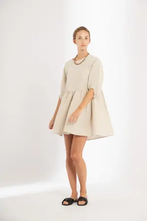 Lanhtropy Alcala Linen Mini Dress - Natural